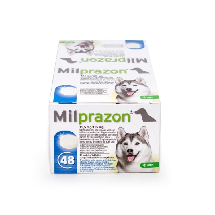 Milprazon Dog 12.5 / 125 mg (> 5 kg), 48 tablete: 924,54 RON - PetMart PetShop