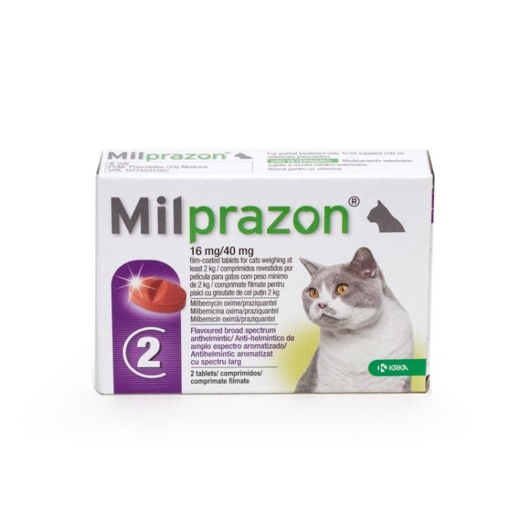 Milprazon Cat 16 / 40 mg (2 - 8 kg), 2 tablete: 50,16 RON - PetMart PetShop